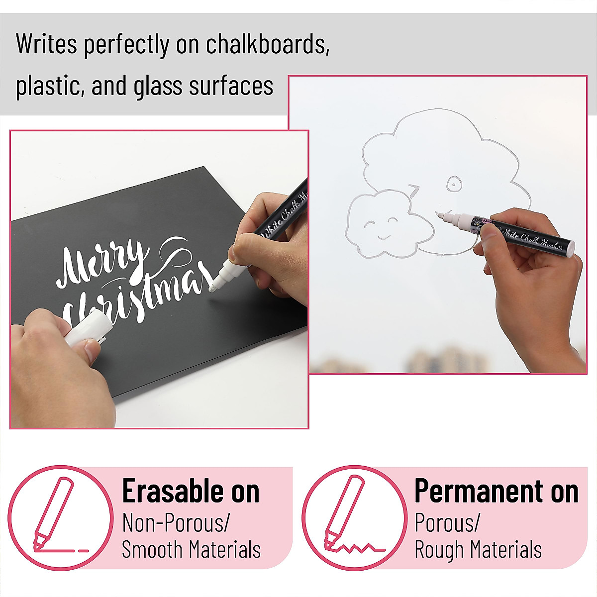 Mr. Pen- White Chalk Markers, 4 pcs, Assorted Size, Chalk Marker, Chalk Pen, Liquid Chalk Marker, Chalk Markers White, White Chalk Pen, Chalkboard Marker, White Chalkboard Marker, Chalkboard Pen