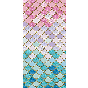 ZDX Mermaid Scales Door Banner Gold Glitter Purple Pink Blue Photo Backdrop Decor Princess Baby Shower Mermaid Birthday Party Door Hanger Cover Sign Supplies Poster Background Decor 72.8 x 35.4in