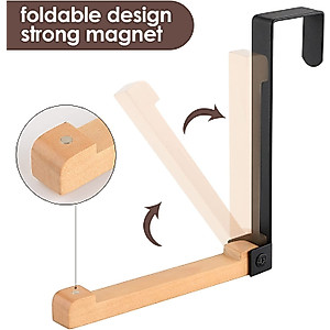 wekunro 2023 New Foldable Wood Over The Door Hooks - Wooden Foldable Coat Hooks, Over The Door Clothes Hanger Hooks, Quality Metal & Wood Material, for Hanging Towels, Clothes, Wreath and Bag (2PCS)