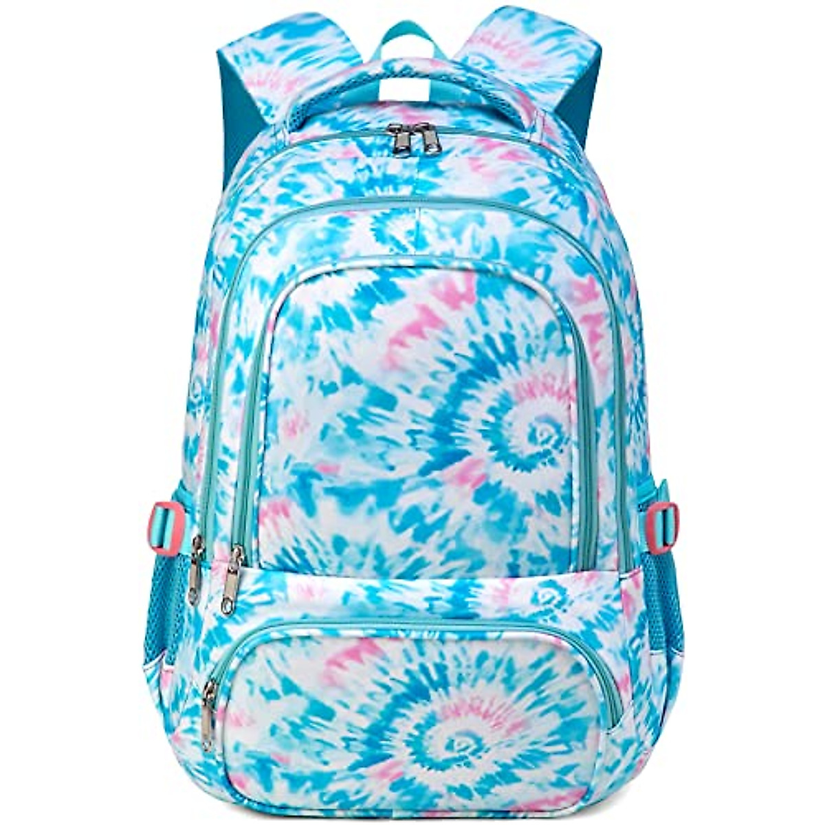 BLUEFAIRY Tie Dye Backpack for Girls Kids Primary Bookbags for Teens Elementary Middle School Bags Blue Spiral Print Adorable Travel Gifts Age 5-9 Mochila para Niños 17 Inch