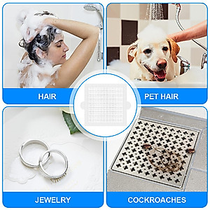 AMFUN Disposable Shower Drain Hair Catcher, 40Pcs Floor Drain Mesh Strainer Sticker with Waterproof Adhesive, Anti-Blocking Filter Sticker Hair Catchers for Bathtub Bathroom Kitchen, Square 105mm