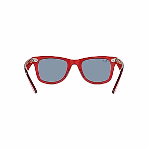 Ray-Ban RB2140 Original Wayfarer Colorblock Square Sunglasses, Transparent Red/Blue, 50 mm