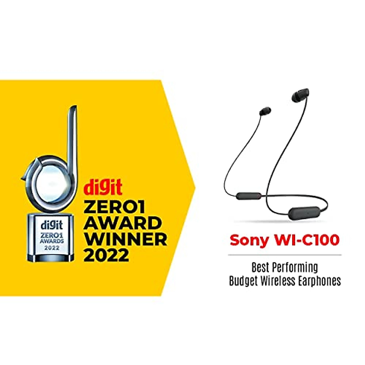 Sony WI-C100 Wireless in-Ear Bluetooth Headphones with Built-in Microphone, White