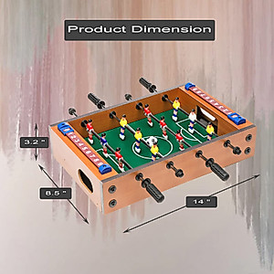 Shevshavan 14(inch) Small Foosball Table for Little Kids Table Top Wooden Hockey Game Tabletop Soccer/Foosball Game Mini Foosball Table Football Table Birthday Gift(14 inch)