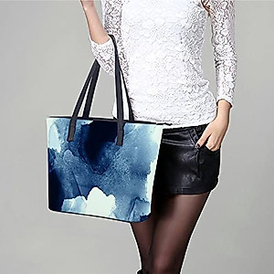 Womens Handbag Blue Texture Leather Tote Bag Top Handle Satchel Bags For Lady