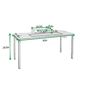 SogesHome 60 inch Desk Computer Desks Gaming Desk Long Desk Writing Table Home Office Workstation with RGB Mouse Pad, Headset Hooks and Cup Slot, Black, NSDUS-AC14CB-Pro-E1-152.4