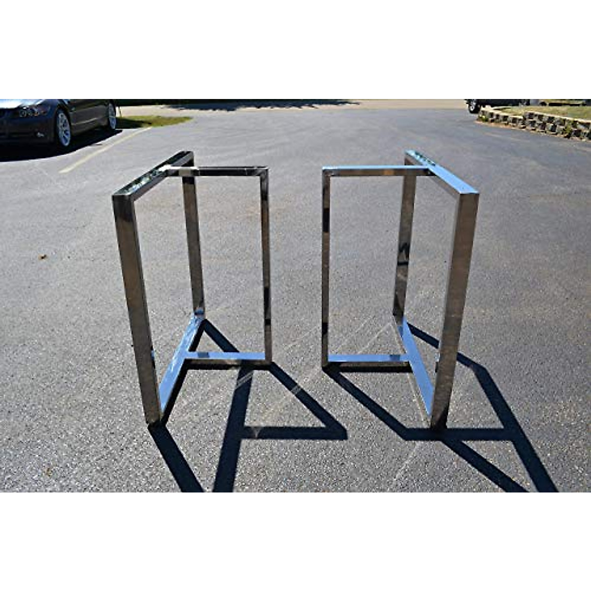 Polished Stainless Chrome Table Legs, T-Shaped Style - Any Size