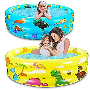 2 Packs Toddler Pools 47" Inflatable Baby Pool Dinosaur Sea Pool for Kids 3 Ring for Outside Kiddie Swimming Pool for Backyard Boys Girl Play Water Summer Toys Indoor Outdoor Age 3 4 5 Years Old