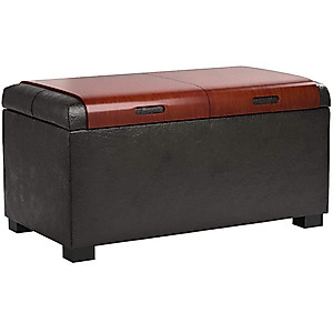 Convenience Concepts Designs4Comfort Storage Ottoman with Trays, Espresso Faux Leather