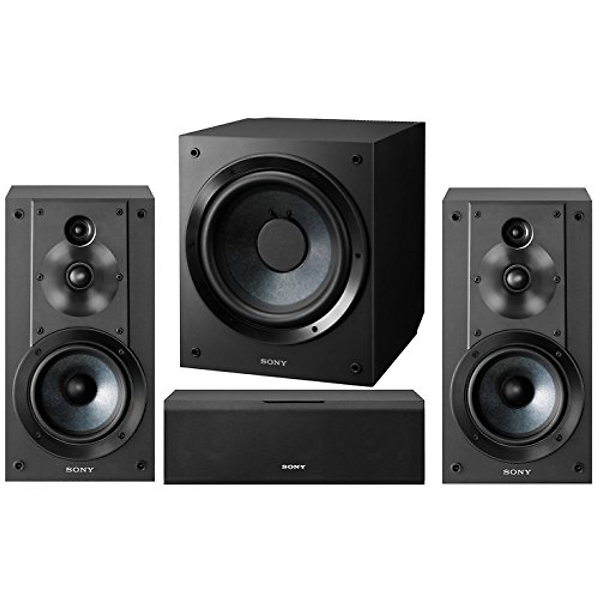 Sony SSCS8 2-Way 3-Driver Center Channel Speaker with Bookshelf Speaker System and Subwoofer Bundle (3 Items)