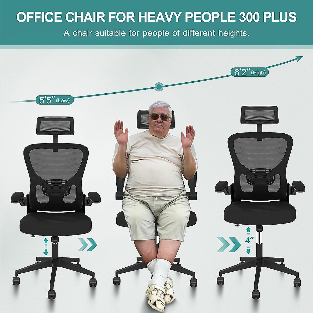 yoyomax Ergonomic Office Chair, High Back GamingChair for Big and Tall People, Adjustable Headrest/Armrests Reclining Comfy Home OfficeChair Lumbar Support Breathable Mesh ComputerChair-Black