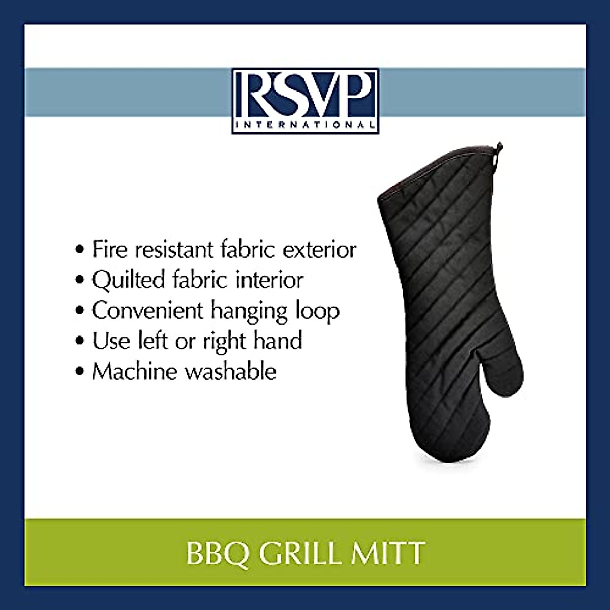 RSVP International Barbeque Grilling Collection Heat Resistant Gloves, 17.7", Fleece Lined, Suede Leather