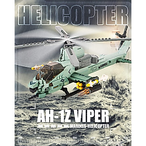 dOvOb Military AH-1Z Viper Helicopter Building Blocks Set, Army Plane Toys as Gift for Kids or Adult (597 Pieces)