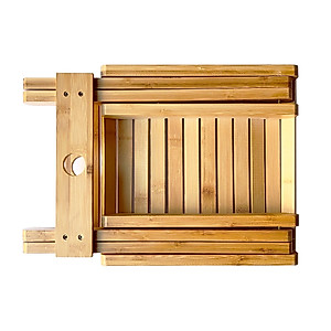 TripDock 12 Inch High Natural Bamboo Folding Stool for Shaving/Shower/Foot Rest/Outside Fishing Chair, Fully Assembled (Natural)