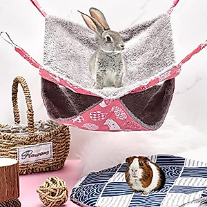 XINRUI 2 Pack Ferret Rat Hammock, Guinea Pig Cage Accessories, 13.7x13.7 Inches, Pet Cage Hanging Bunkbed Hammock for Small Animals, Guinea Pig, Ferret, Kitten, Squirrel, Chinchilla, Rat (Red, Blue)