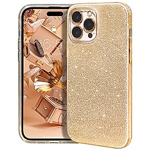 MATEPROX Compatible with iPhone 14 Pro Case Bling Sparkle Cute Girls Women Protective Cases for iPhone 14 Pro 6.1" 2022 (Gold)