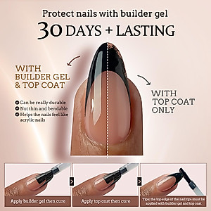 BTArtboxnails XCOATTIPS French Tip Nails - 160pcs Short Square Black French Tip Press on Nails, French Tip Gel Nails Fake Acrylic Nail Tips for DIY Valentines Day Gift Nail Art