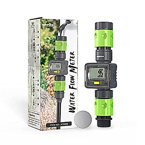RAINPOINT Water Meter for Garden Hose, Water Flow Meter with Connectors, Measures Single/Total Water Usage in Gallons Liters, Flow Rate in GPM LPM, Garden Watering, Pool or RV Filling,V2, 2023 Release