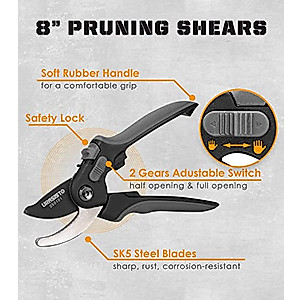 Garden Tool Set URASISTO Folding Saw, Garden Pruning Shears,Gardening Tool Kit with Roll Up Carry Bag Included, Ideal Garden Tool Kit Gifts for Women and Men