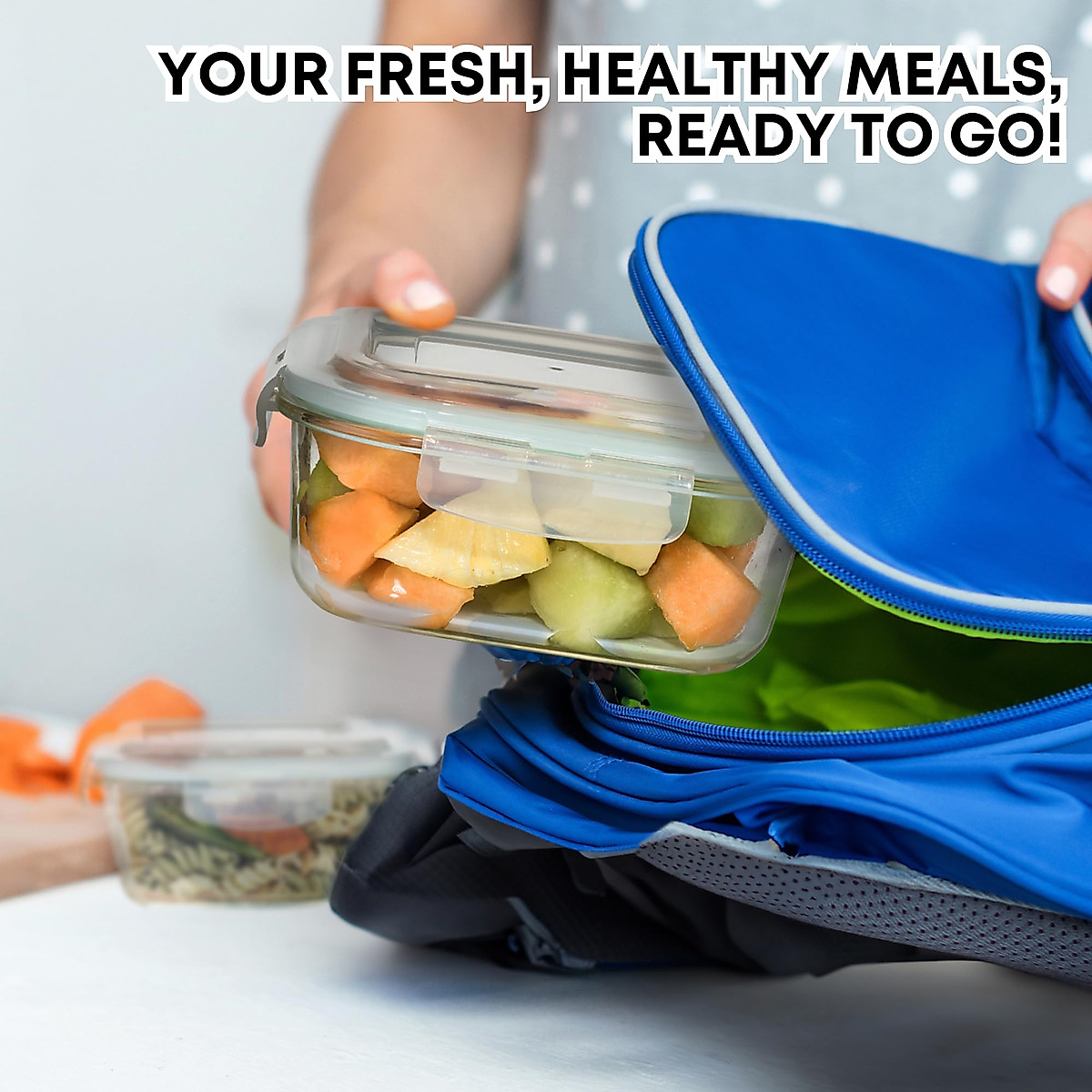 Extra Large Glass Food Storage Containers with Airtight Lid 6 Pc [3 containers with lids] Microwave/Oven/Freezer & Dishwasher Safe. BPA/PVC Free X-Large/Large/Medium Size Reusable Square container set