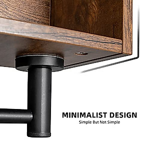 eclife 23" x 28" Wall Mirror Cabinet, 3-Tier Medicine Cabinet with Single Door, Towel Bar, Over The Toilet Space Savor Storage for Bathroom, Rustic Brown