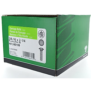 Hillman 240159 Carriage Bolt, 3/8 x 2-1/4-Inch, Steel, Zinc-Plated, Silver, 50-Pack