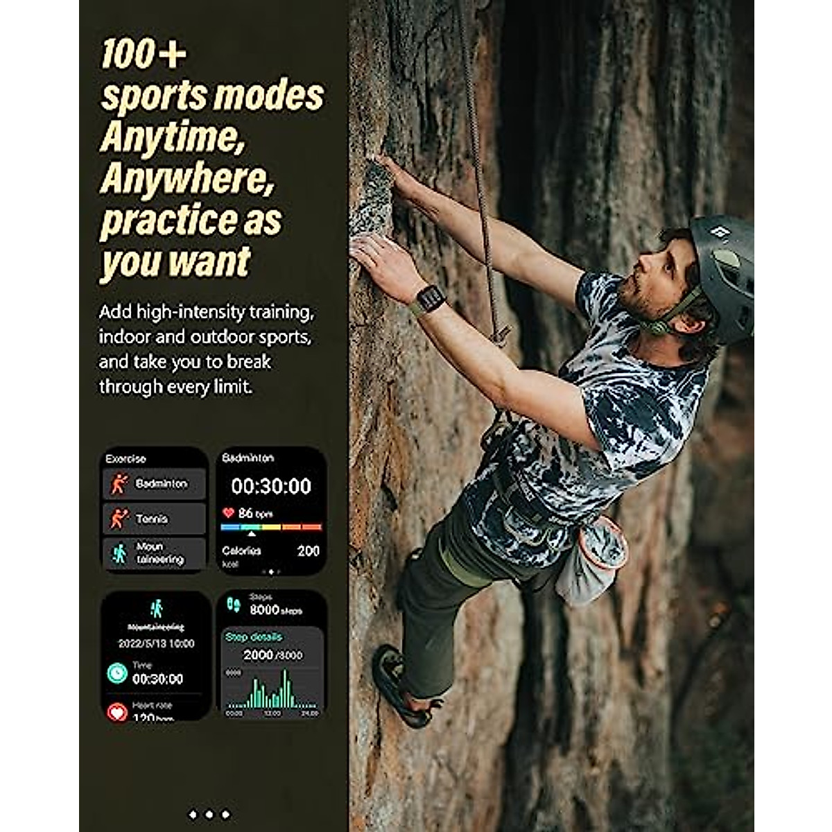 EarlySincere Smart Watch, 1.96''HD Full Touch Screen Bluetooth Call Outdoor Sports Watches with Waterproof Dust-Proof, Activity Fitness Tracker Blood Oxygen Sleep Monitor Pedometer for iOS Android