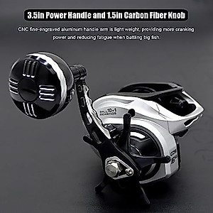 CAMEKOON Bahamut 400 Baitcaster Reels, Large Capacity for Jigging, 10+1 Stainless Steel Bearings, 35 LBs Drag, 7.2:1 Smooth Gear Ratio, Carbon Fiber Frame and Side Covers, Baitcasting Fishing Reel