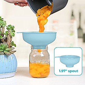 Wide Mouth Kitchen Funnel, Pisol Food Grade Plastic Cooking Canning Funnel with 4 Sizes Spouts for Filling Wide and Regular Mason Jars, Spray Dropper Oil Bottle Jug Spices Shampoo Powder Oats Sauce