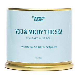 Companion Candles Pet Safe Wood Wick Candle - “You & Me by The Sea” Sea Salt & Neroli, Coconut Soy Wax Scented, Over 50 Hr Burn Time, Non-Toxic, Women-Owned, Made in USA (3 oz.)