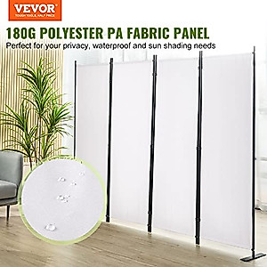 VEVOR Room Divider, 5.6 ft Room Dividers and Folding Privacy Screens (4-Panel), Fabric Partition Room Dividers for Office, Bedroom, Dining Room, Study, Freestanding, Beige