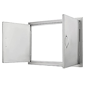 SHZOND 30.5" W x21 H BBQ Access Door 304 Stainless BBQ Island Door Heavy Duty Double Door Great for Outdoor Kitchen