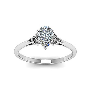 SISGEM 10K 14K 18K Solid Gold Pear Cut Engagement Rings for Women,Pear Shaped Moissanite Rings Wedding Engagement Anniversary Bridal Bands with Engraved Name (Style-3)