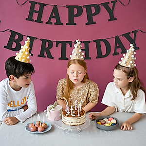 Birthday Banner, Glitter Happy Birthday Banner Shiny Birthday Banner Party Decorations for Girls Boys Women Men Party Favor Decoration Supplies (Black)