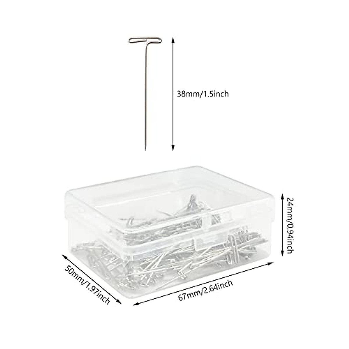 T Pins, 100 Pack 1.5 inch T-Pins, T Pins for Blocking Knitting, Wig Pins, T Pins for Wigs, Wig Pins for Foam Head, T Pins for Sewing, Wig T Pins, Blocking Pins, T Pins for Office Wall 38mm/1.5inch