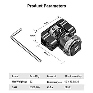 SMALLRIG Field Monitor Mount Holder with Cold Shoe and 1/4" Inch Screw for 5 Inch and 7 Inch Monitor, with 360 Degree Swivel and 140 Degree Tilt, Rubber Cushion, Aluminum Alloy Build - BSE2346