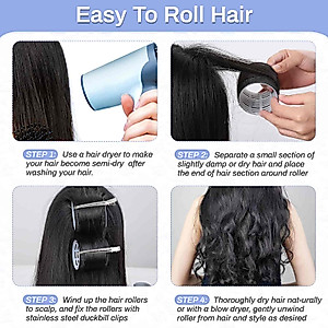 Selizo Hair Roller 28 Pcs Set, Includes 16Pcs Self-Grip Hair Rollers in 4 Sizes and 12Pcs Hair Clips for Long Medium Short Hair Volume