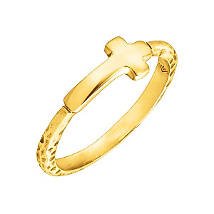 Silpada 'Simplex Cross' Horizontal Cross Textured Ring in Gold-Plated Sterling Silver, Size 11, Size 11