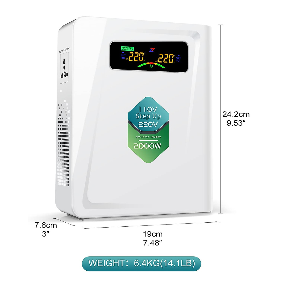 Step Up Transformer 110v to 220v 2000w Voltage Converter, 120v to 240v, No Noise,Suit for Juicer, Chocolate Machine and Other Appliances ，Using 220V Asia Euro Appliance in US