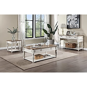 Acme Florian Wooden Coffee Table with Lift Top in Oak and Antique White