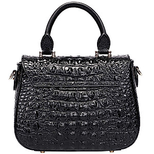 PIJUSHI Leather Crossbody Bags for Women Designer Crocodile Purse Satchel Handbag (99806 Black)…