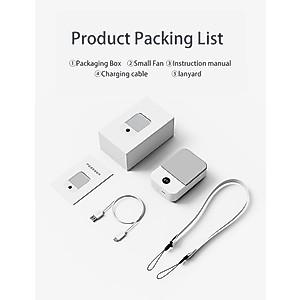 Portable White Mini Personal Fan Operated by USB Rechargeable Battery With Lanyard, Fans Cooling Air Toward Face and Neck. Handheld mini fan Features Stand for Desk or Table. Personal air conditioner.