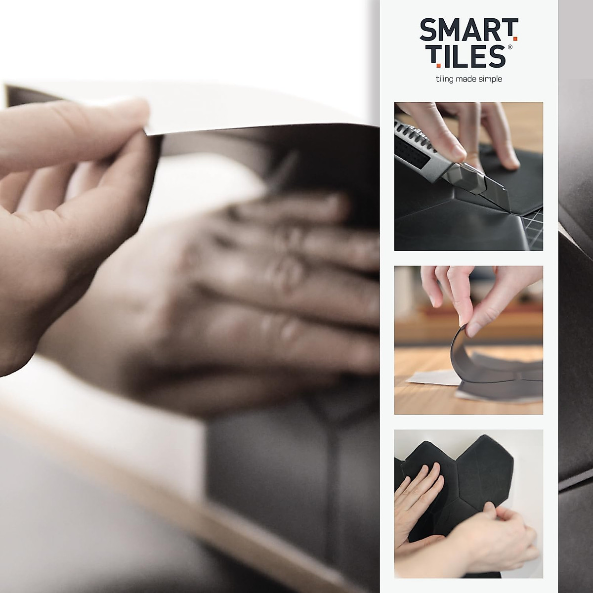 SMART TILES Peel and Stick Backsplash - 5 Sheets of 11.56" x 8.38" - 3D Adhesive Peel and Stick Tile Backsplash for Kitchen, Bathroom, Wall Tile