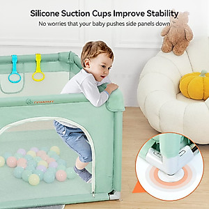 COMOMY Playpens for Babies and Toddlers, Small Baby Play Pens, Activity Center for Baby Safe and Non-Slip Baby Fence, Full Mesh Design, Indoor & Outdoor Kids Activity Center (Dark Green, 36"x36")