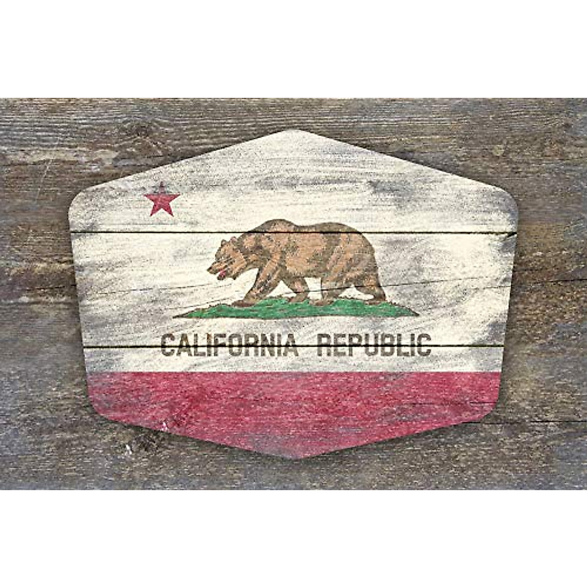 California, Rustic State Flag, Contour (Canvas Deluxe Tote Bag, Faux Leather Handles & Zip Pocket)