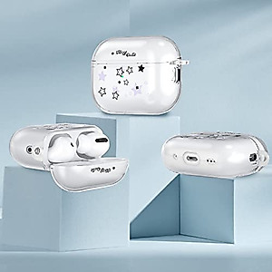 AirPod Pro 2 Case with Star Keychain, Cute Charms Star Pattern Design Clear Soft Protective Cover for AirPods Pro 2nd Generation 2022 Case