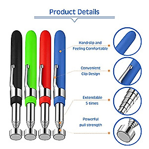 4 Pcs Telescoping Magnet Pickup Tool Extendable Magnetic Sticks Pick up Grab Tool for Men Practical Gifts for Dad, Husband, Father's Day, Valentine's Day, Christmas Gifts(5 lb)