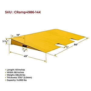 Mytee Products 49"x86" Heavy Duty Shipping Container Loading Ramps, 14,000 Lbs Capacity - Forklift Compatible Cargo Container Ramp for Loading & Unloading - Made with HD 10 Gauge Steel