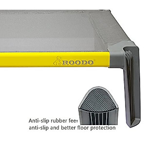 ROODO Elevated Dog Bed Cooling Raised Dog Bed Aluminum Frame and Durable Teslin Mesh Fabric Pet Cot Easy Installation Without ToolsUnique Design of Non-Slip Feet Pet Bed Indoor or Outdoor Used Medium
