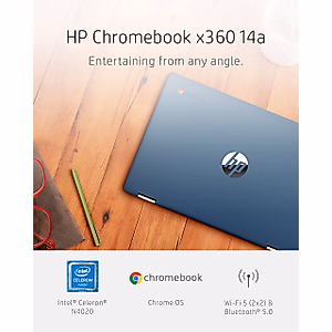 HP Chromebook 360 14a 2-in-1 Laptop, Intel Celeron Processor, 4 GB RAM, 32 GB eMMC, 14” HD (1366 x 768) Chrome OS, Webcam & Dual Mics, Work & Play with Long Battery Life (14a-ca0060nr, 2021)